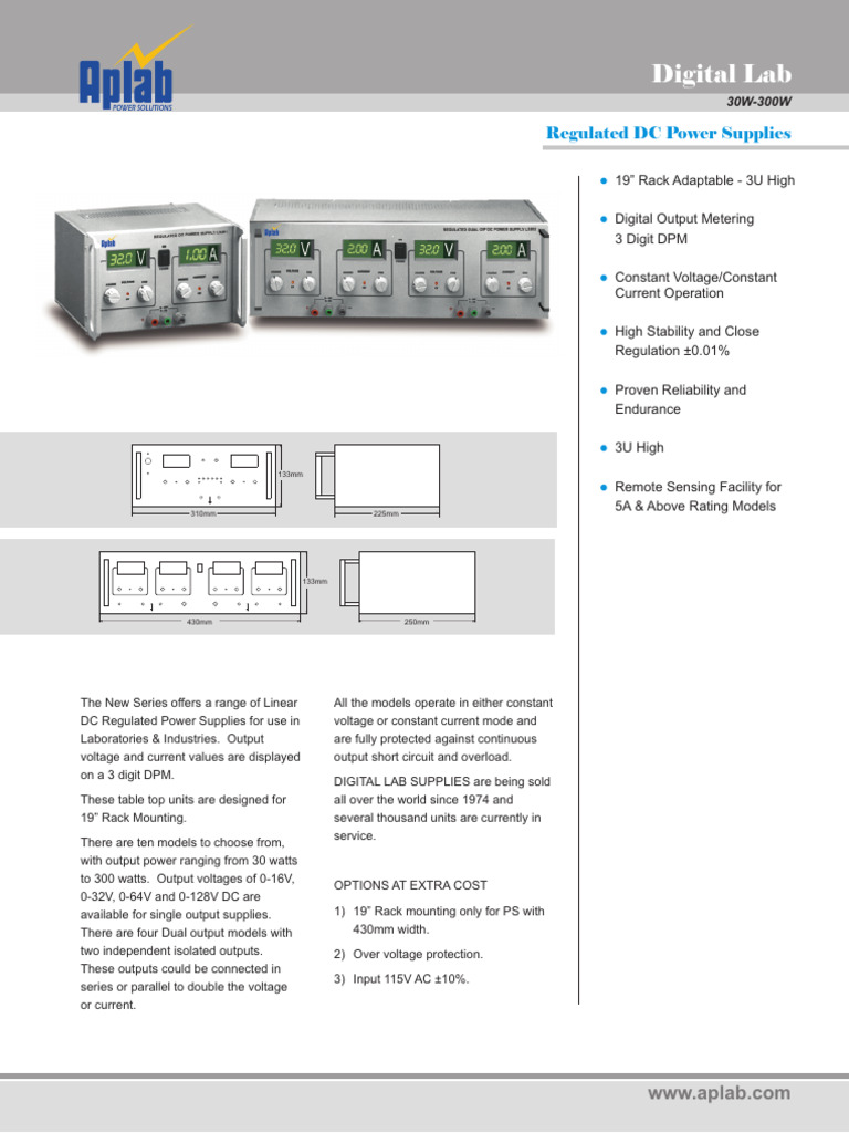 Regulated Dual Power Supply Aplab LD3203 | PDF | Power Supply ...