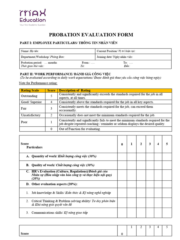 Probation Evaluation Form | PDF