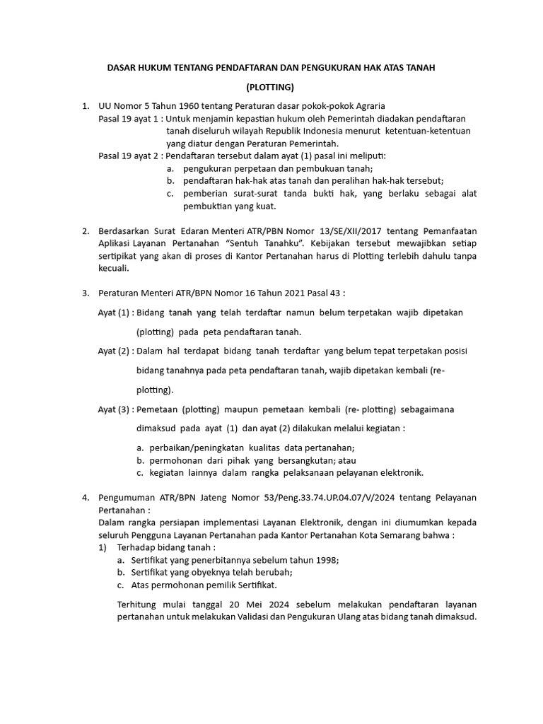 Dasar Pendaftaran Dan Pengukuran Hak Atas Tanah (Plotting) | PDF Dasar Pendaftaran Dan Pengukuran Hak Atas Tanah (Plotting) | PDF