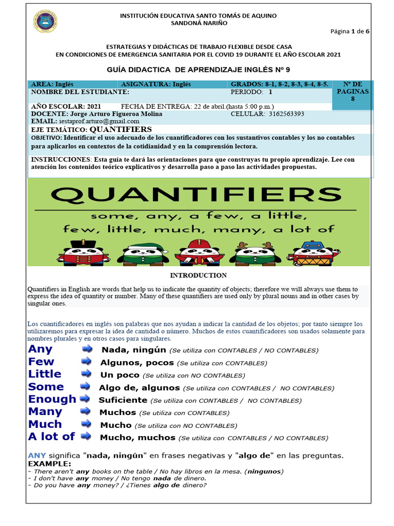 Guia 9 Quantifiers Abril 2021 | PDF
