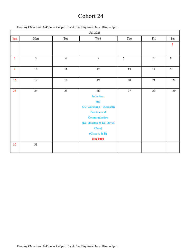 Timetable 24th Cohort - Tentative 22.5.204 | PDF