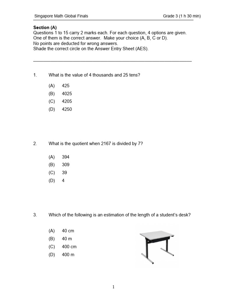 Grade 3 Math Competition Test | PDF