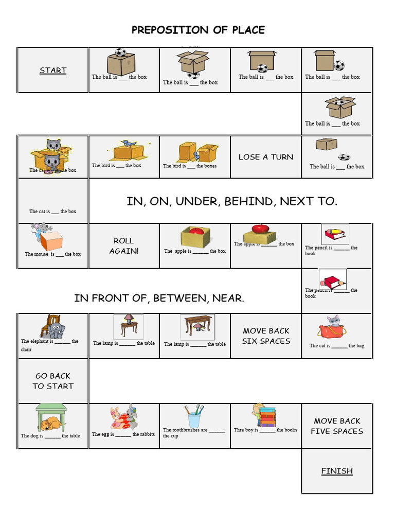 Preposition of Place Board Game Boardgames - 107540 | PDF