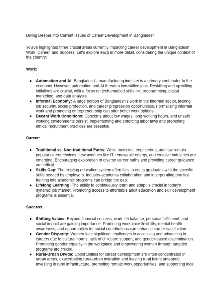 Current Issues_The current issues in career development in Bangladesh ...