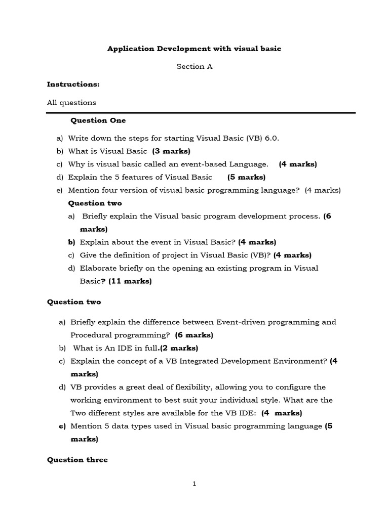 Appliction Develoment With Visual Basic 1.0 | PDF | Basic | Computer Programming