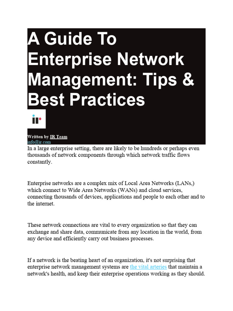 A Guide To Enterprise Network Management | PDF | Computer Network ...