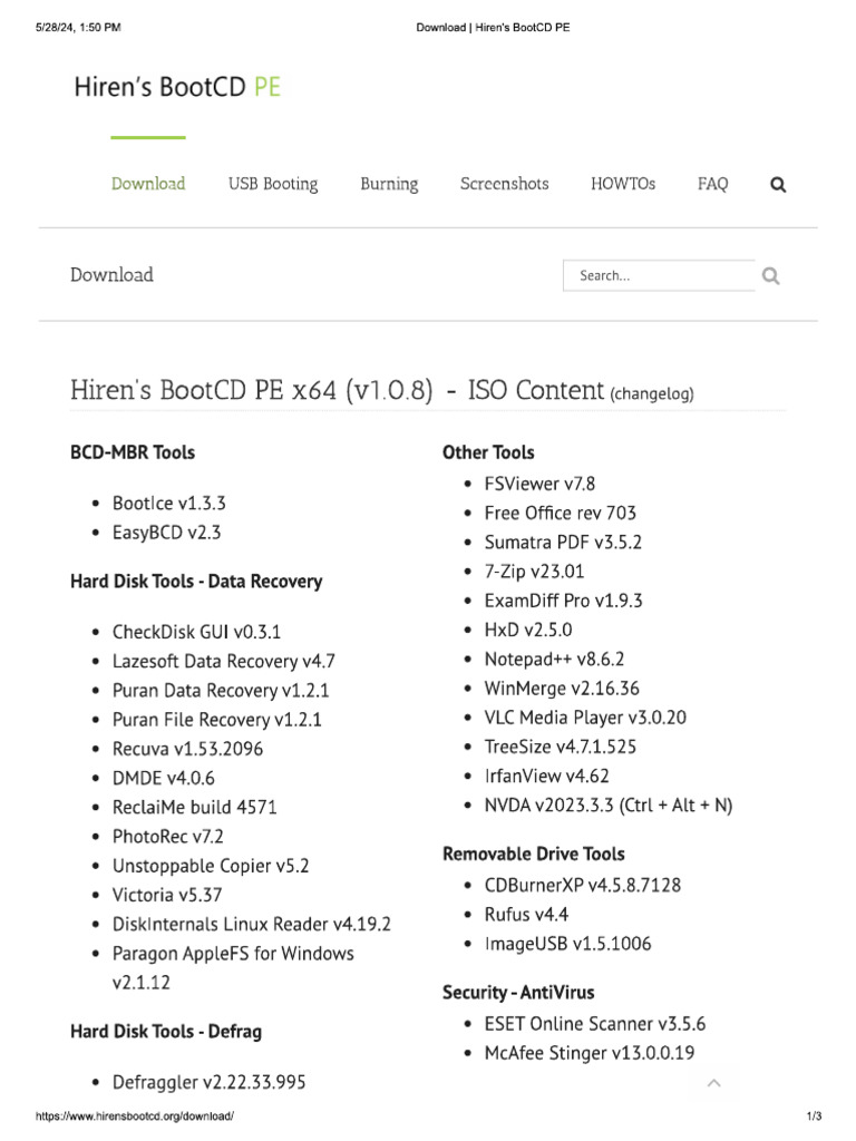 HiRens BootCD | PDF