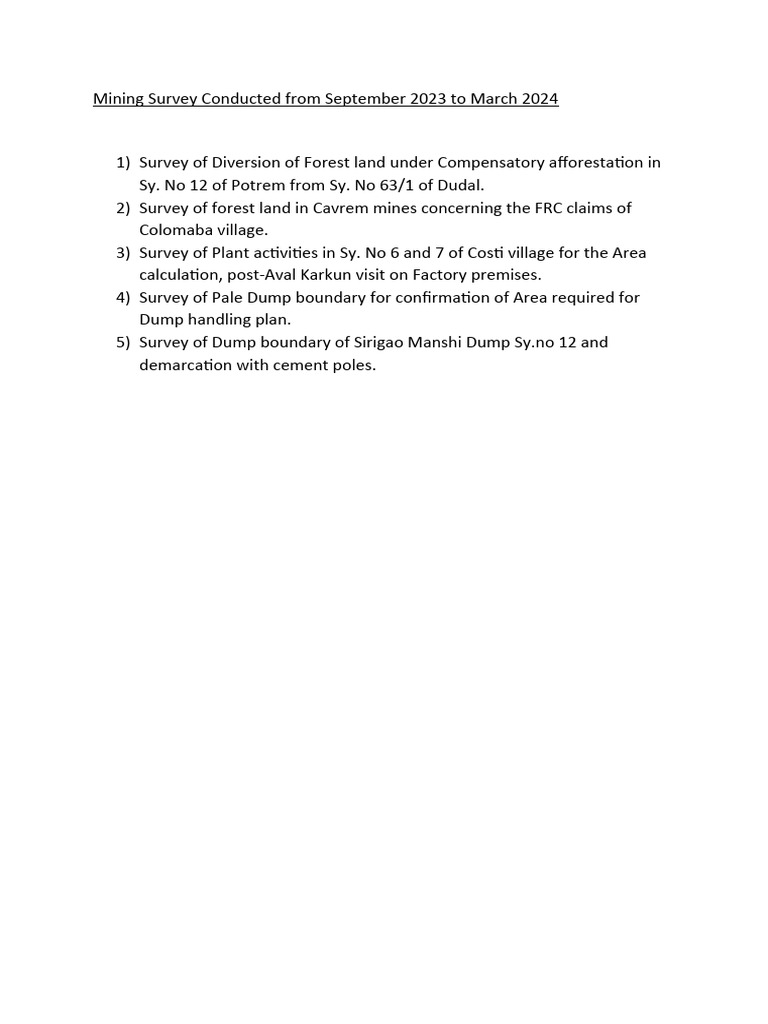 2023-2024 Mining Land Surveys Overview | PDF