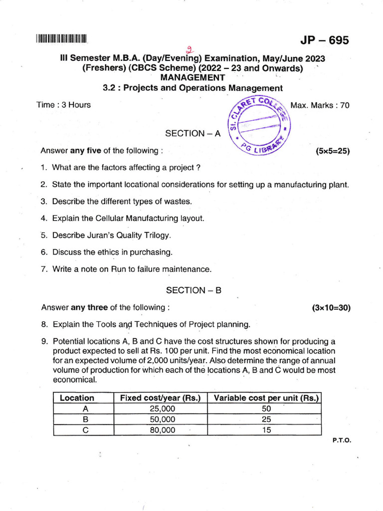 32 Projects Operations Management June 2023 | PDF | Business Economics ...