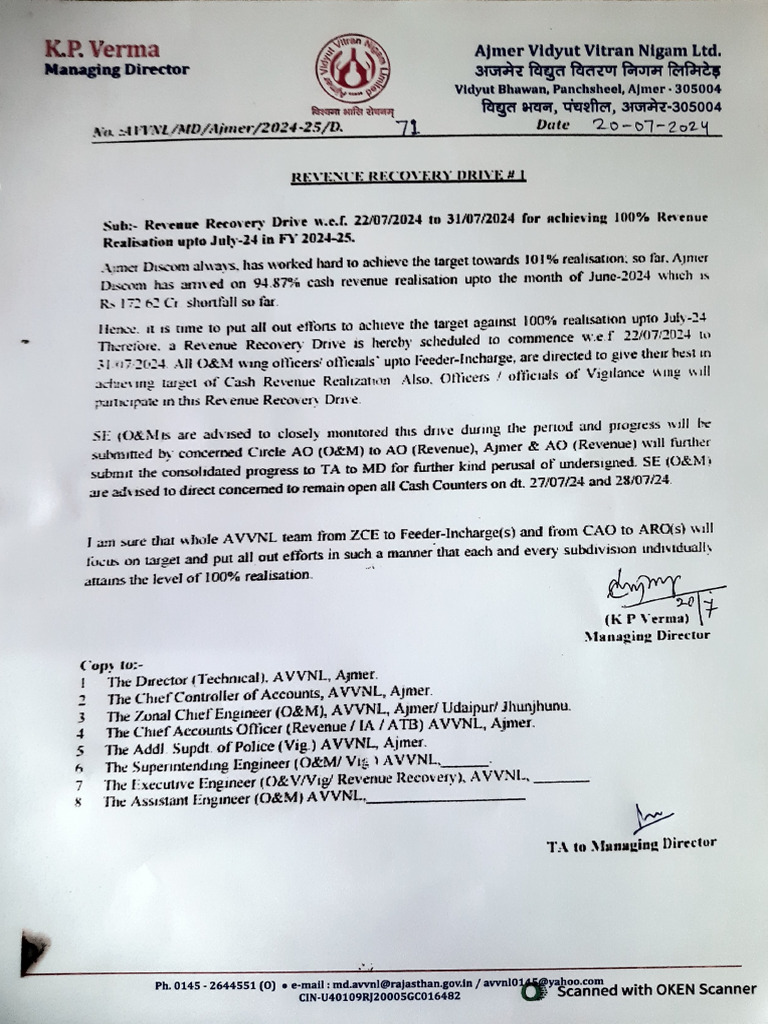 Revenue Recovery Drive Announcement 2024 | PDF