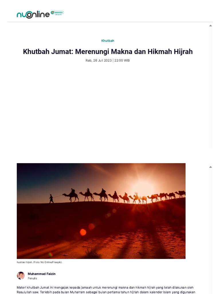 Khutbah Jumat - Merenungi Makna Dan Hikmah Hijrah | PDF