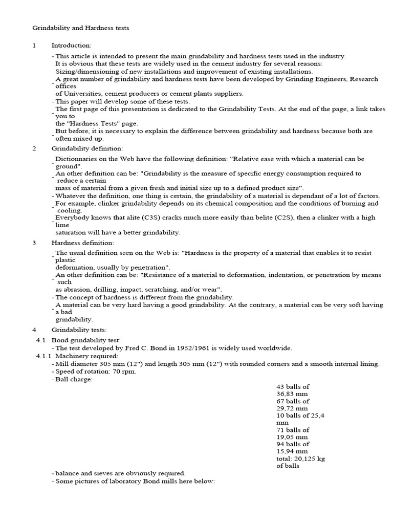 CGO-Grindability and Hardness Test1 | PDF | Cement | Mill (Grinding)