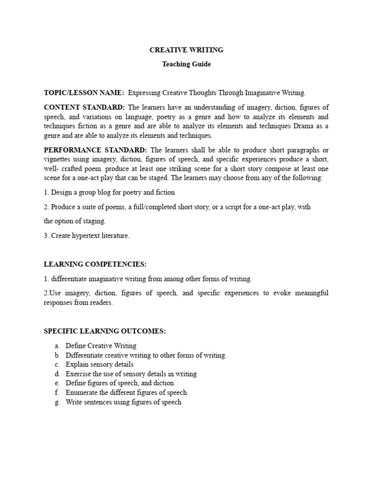 Learning Plan in English 8 | PDF | Learning | Poetry