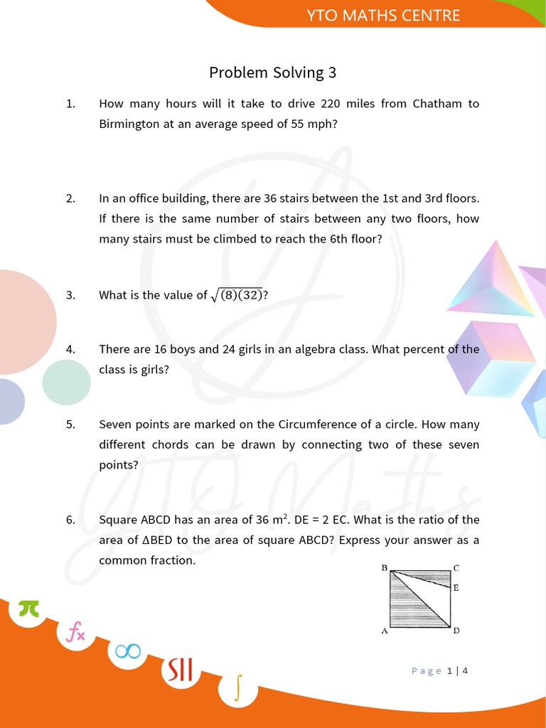 Problem Solving 3 Q | PDF | Area | Circle