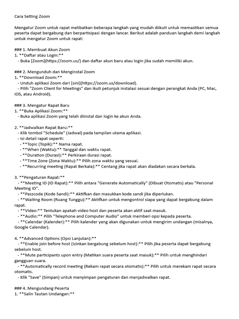 Cara Setting Zoom | PDF