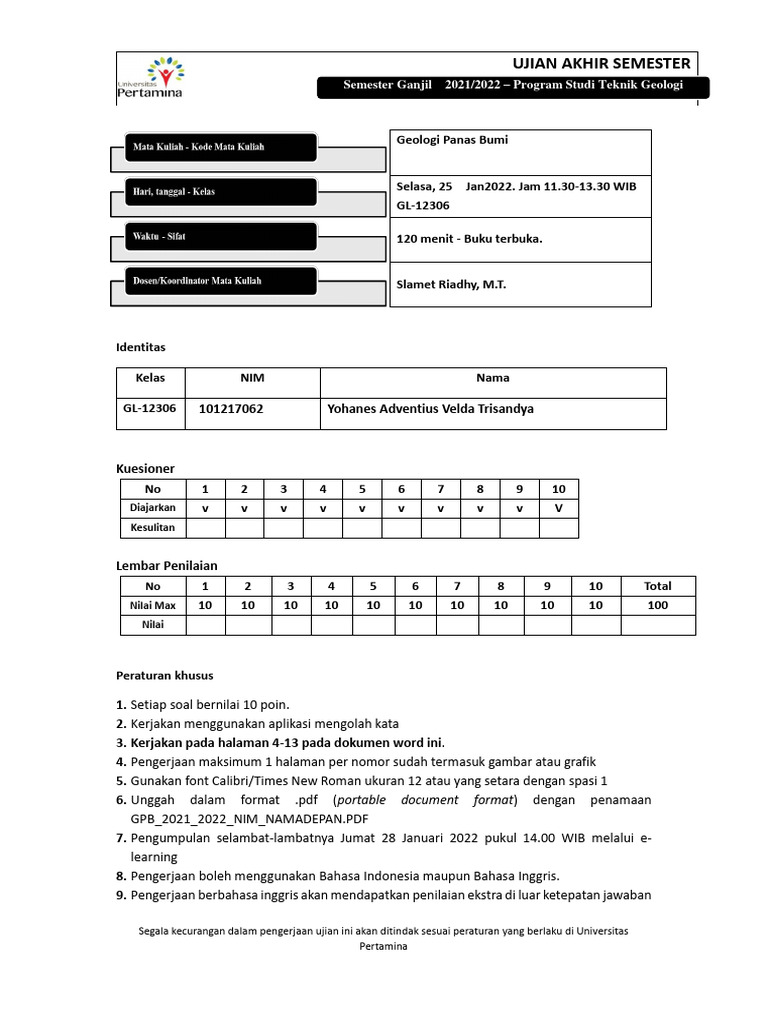 GPB - 2021 - 2022 - 101217062 - Yohanes Trisandya | PDF