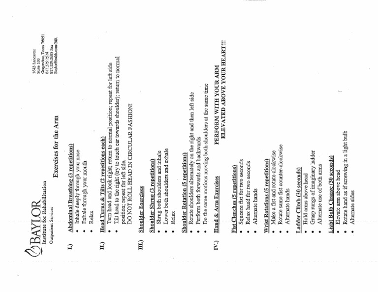 Lymphedema Arm Ex | PDF