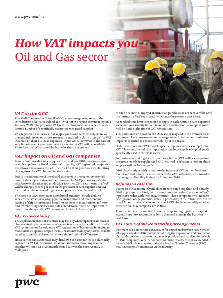 VAT Implications for GCC Oil & Gas Sector | PDF | Value Added Tax | Taxes
