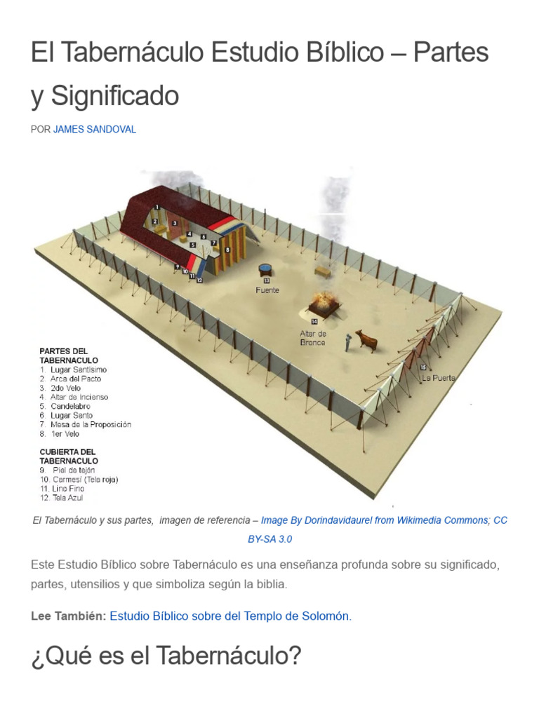 El Tabernáculo Estudio Bíblico - Partes y Significado | PDF ...