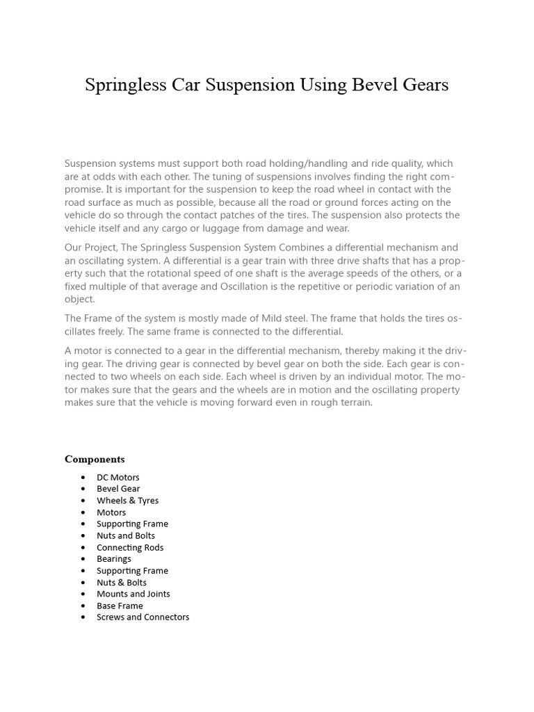 Innovative Gear-Based Car Suspension | PDF | Home & Garden | Technology ...