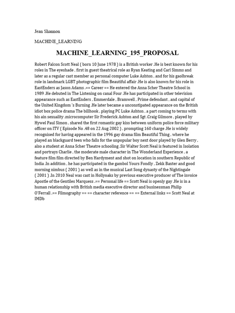 Machine Learning 195 Proposal | PDF