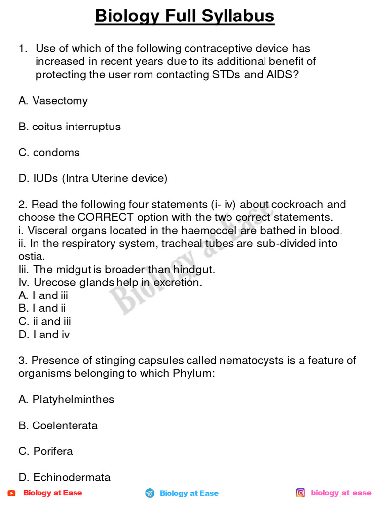 BAE Shorts BIO FULL MOCK | PDF | Biology