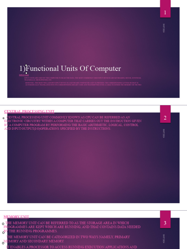 1) Functional Units of Computer | PDF | Input/Output | Central ...