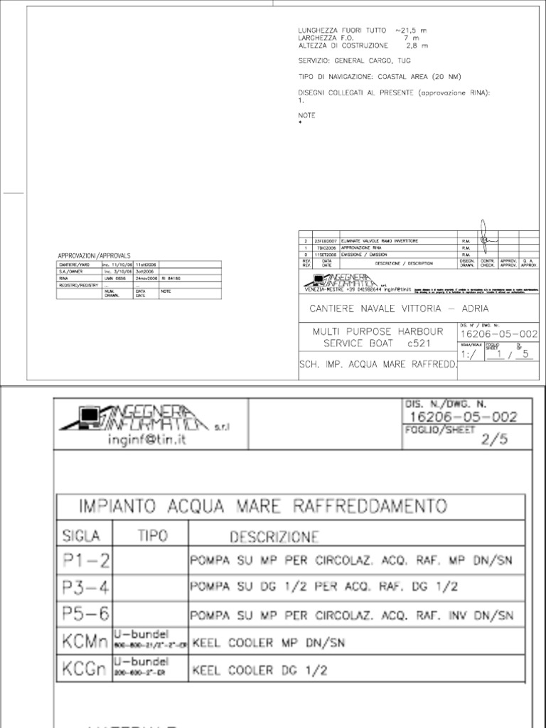 16206-05-002 R02 Schema Impianto Acqua Mare Raffreddamento | PDF