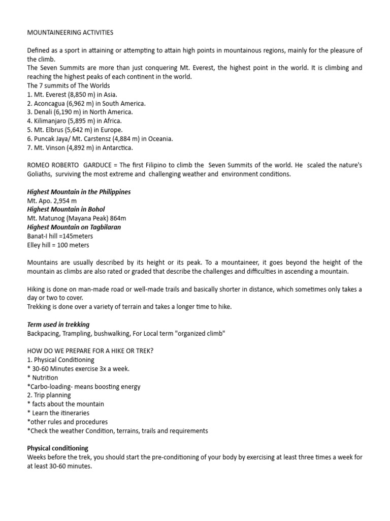 Module 1 Mountaineering | PDF | Adventure Travel
