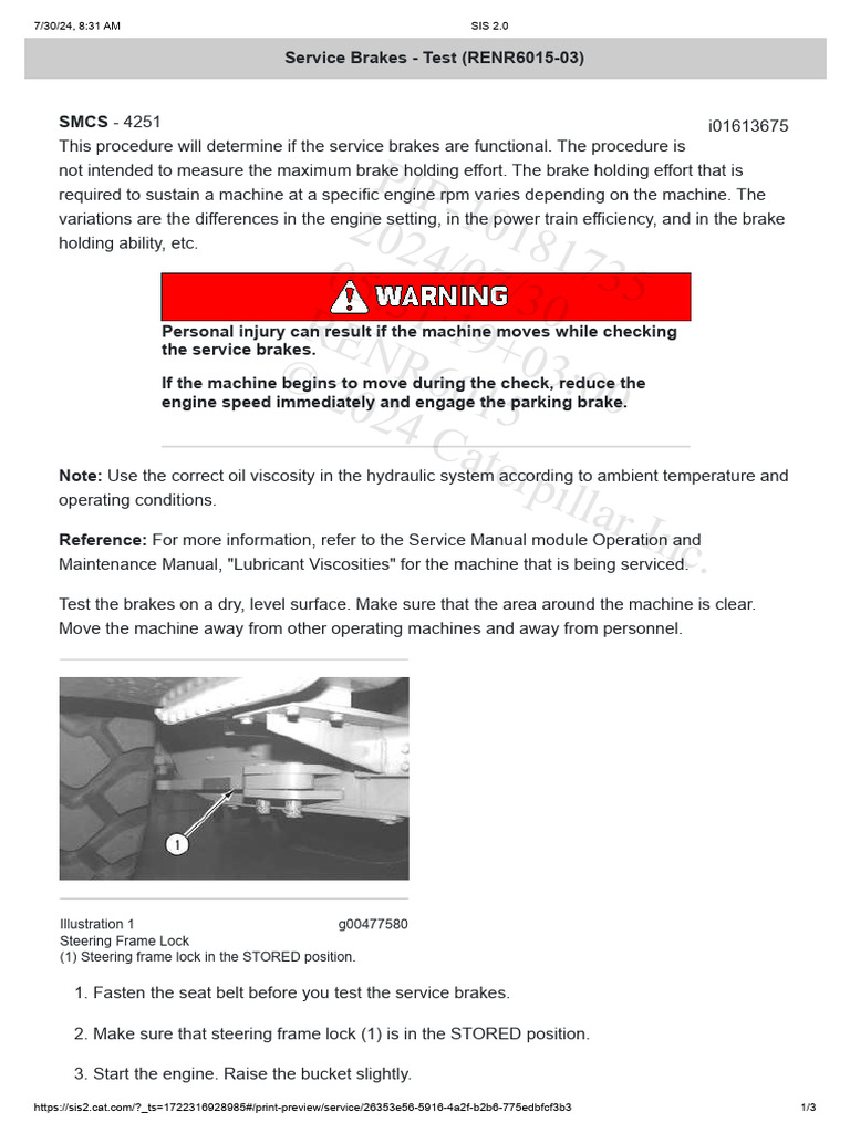 Service Brakes - Test (RENR6015-03) | PDF | Manual Transmission | Machines