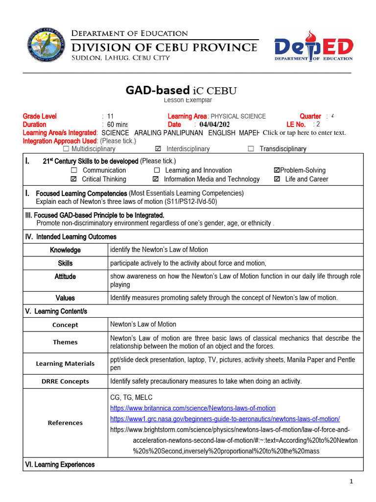 COT 2 S.Y. 2022-2023 | PDF | Force | Acceleration