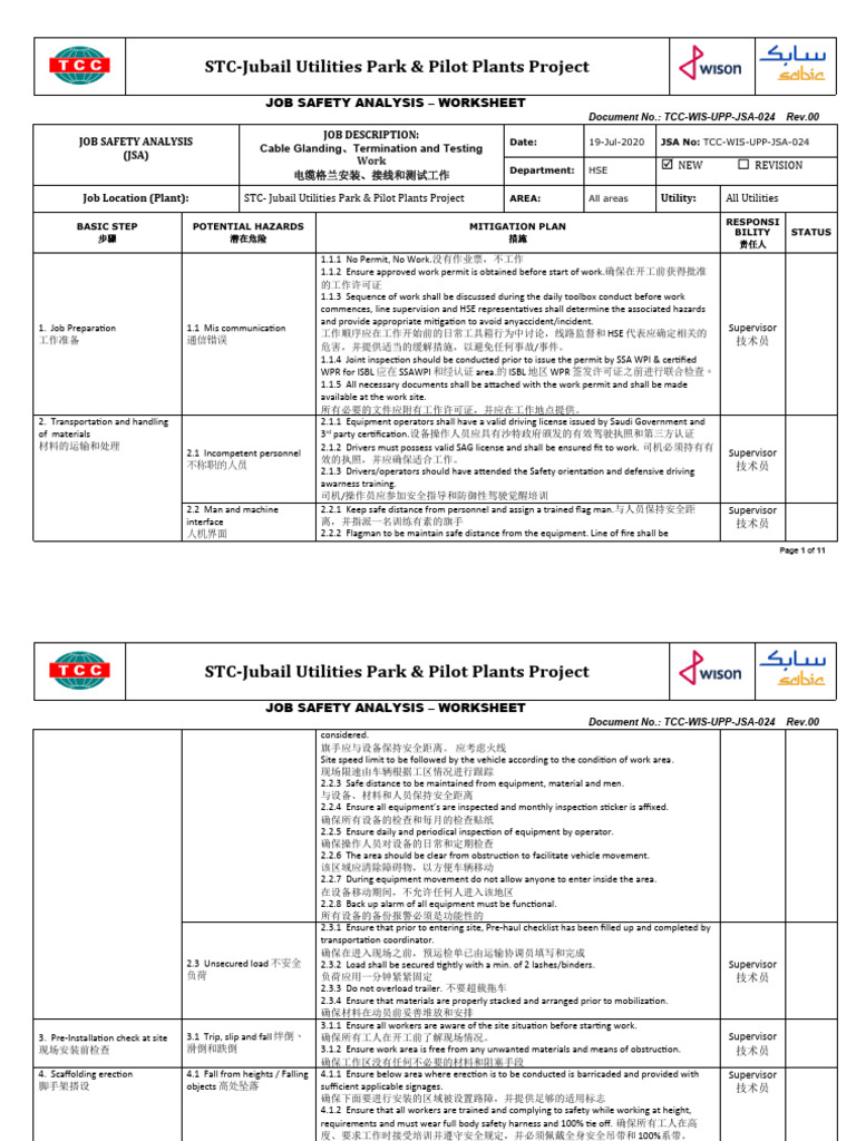 Cable Glanding Safety Analysis | PDF | Personal Protective Equipment ...