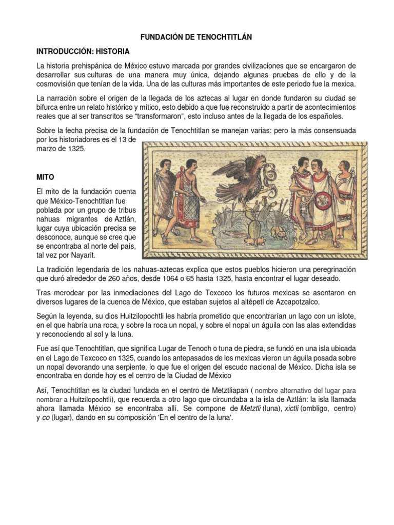 Fundación de Tenochtitlán: Historia y Mito | PDF | Cultura de las Americas | azteca