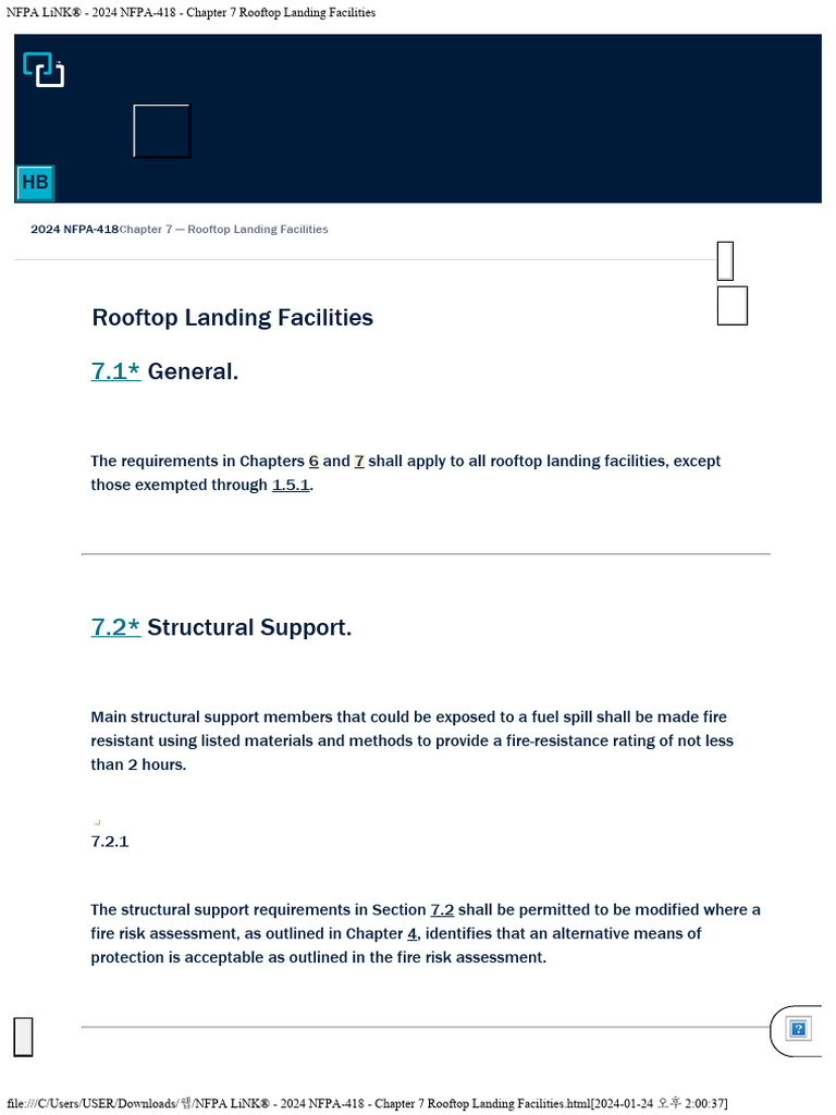 NFPA LiNK® - 2024 NFPA-418 - Chapter 7 Rooftop Landing Facilities | PDF ...