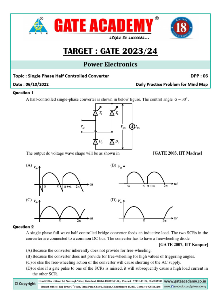 Power Electronics DPP-06 Student Sheet | PDF | Rectifier | Power Electronics