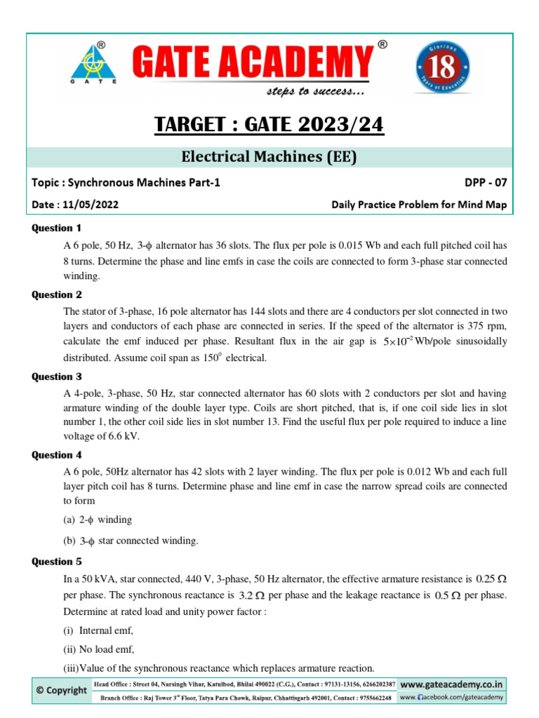 DPP 07 (Student Sheet) 1 | PDF | Inductor | Power (Physics)