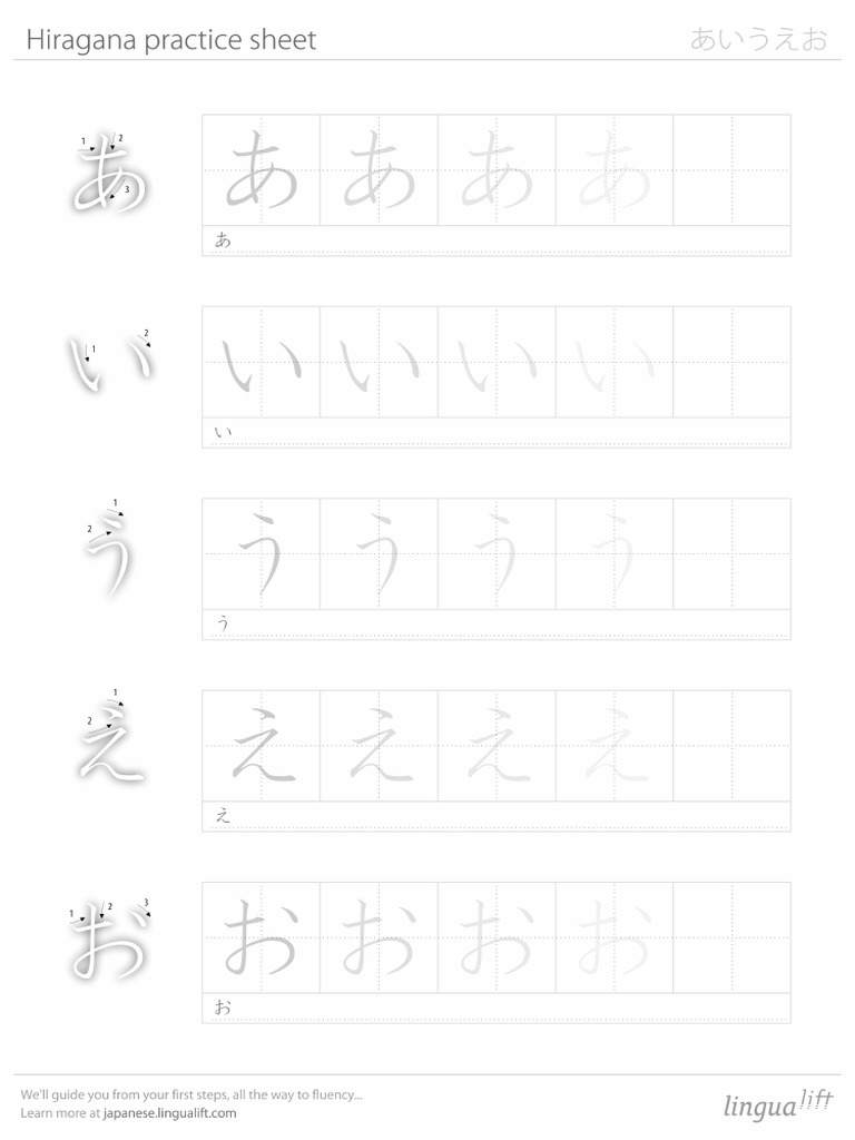 Hiragana Practice Sheet | PDF