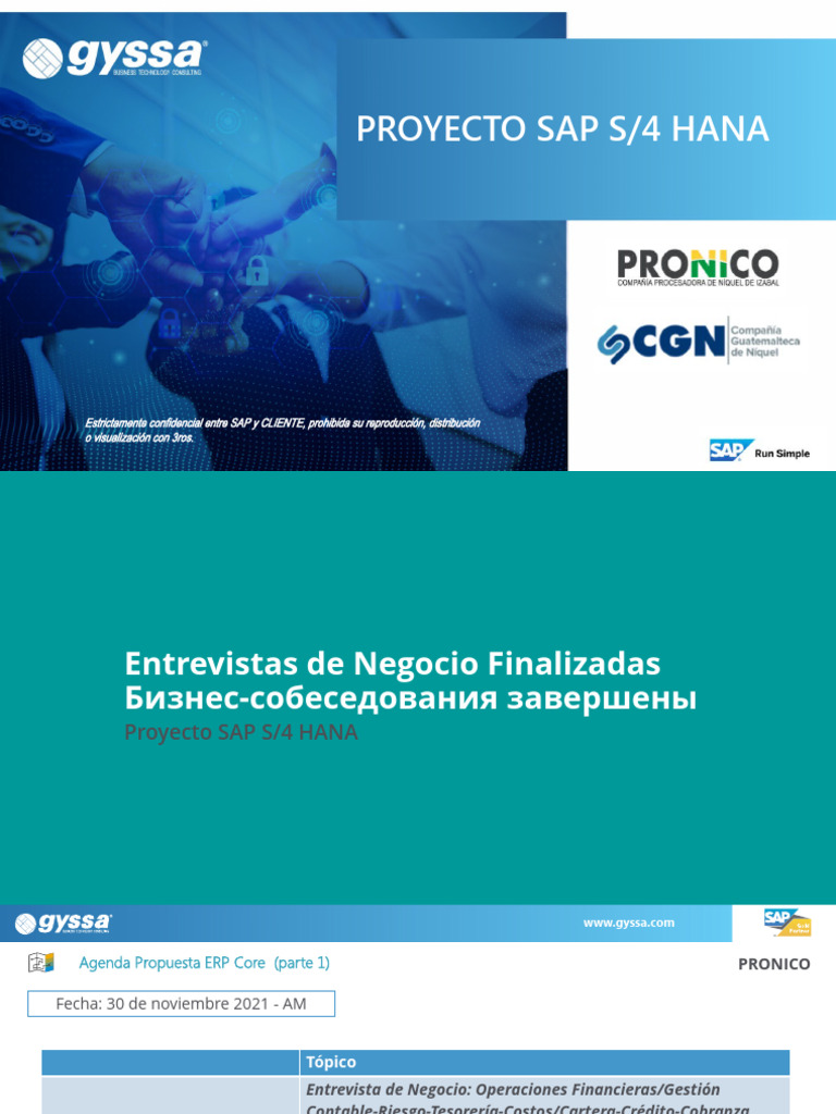 PRONICO - Agenda de Actividades Proyecto SAP S4 HANA - ESP 2D 30NOV21 ...