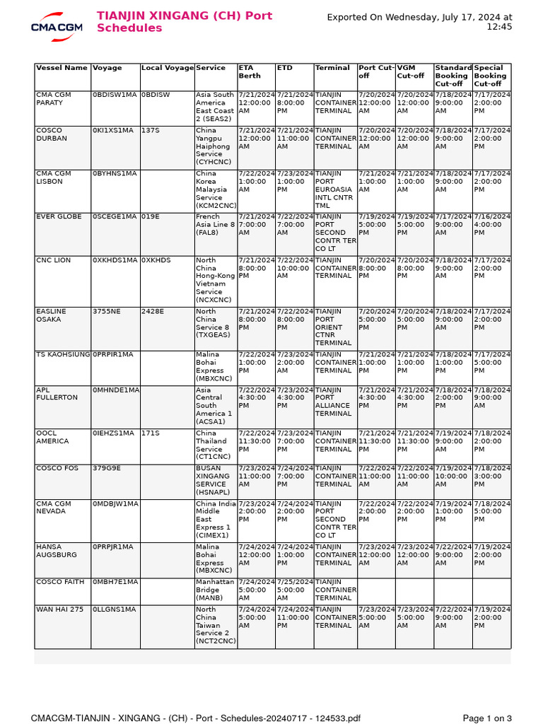 CMACGM-TIANJIN - XINGANG - (CH) - Port - Schedules-20240717 - 124533 ...