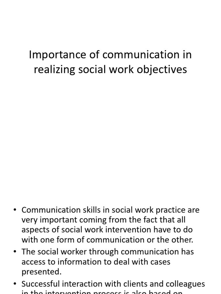 Importance of Communication in Realizing Social Work Objectives | PDF ...