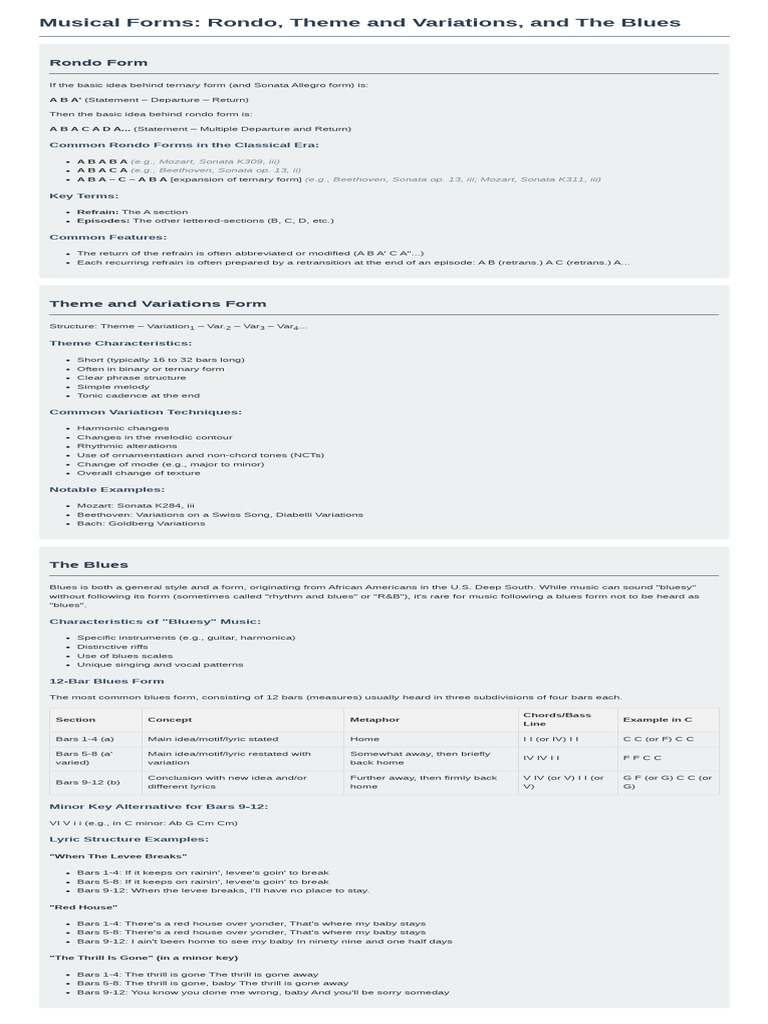 Rondo Form | PDF | Variation (Music) | Blues