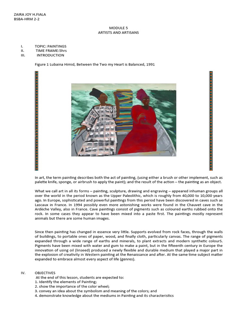 Module 5 Artists and Artisans F | PDF | Paintings | Acrylic Paint