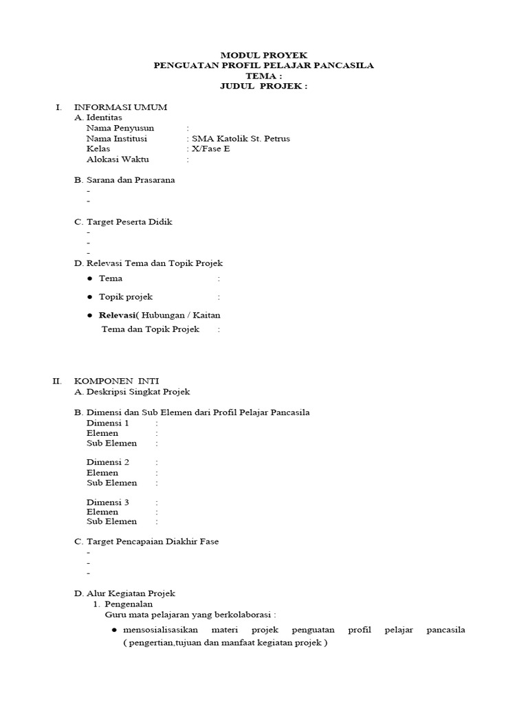 Contoh FORMAT MODUL P5 | PDF