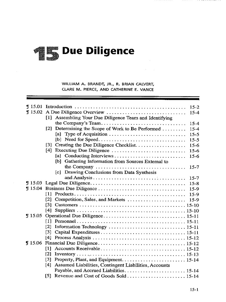 Due Diligence Chapter | PDF