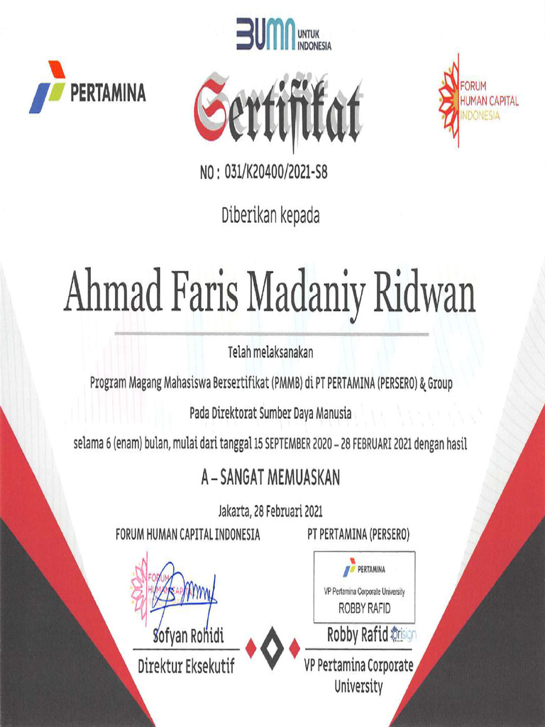 Sertifikat Pendukung | PDF | Microsoft Excel | Microsoft