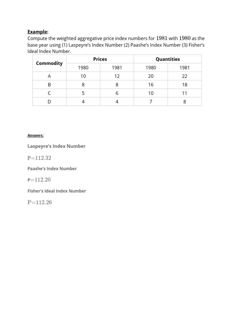 1981 Price Index Calculations | PDF