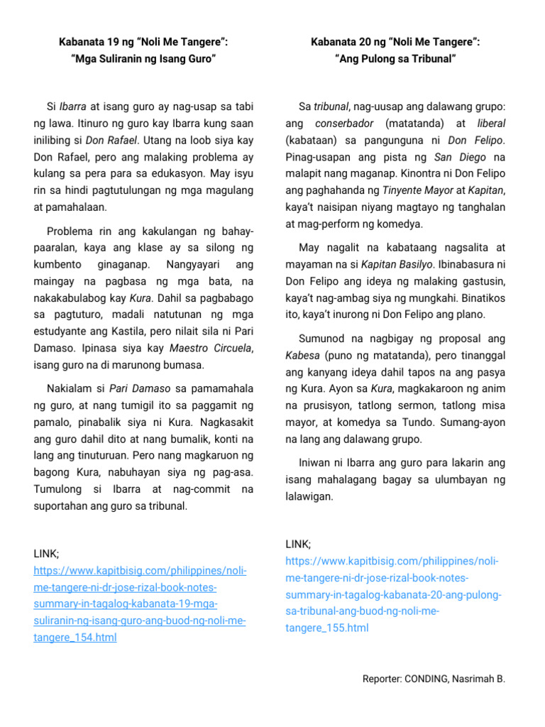 Noli Me Tangere C19-20 | PDF
