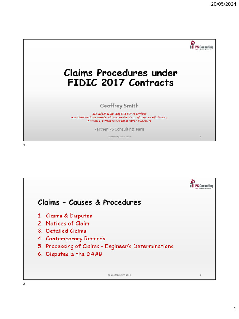 Middle East and Africa Claims Procedures Under FIDIC 2017 Contracts Webinar | PDF | Common Law ...