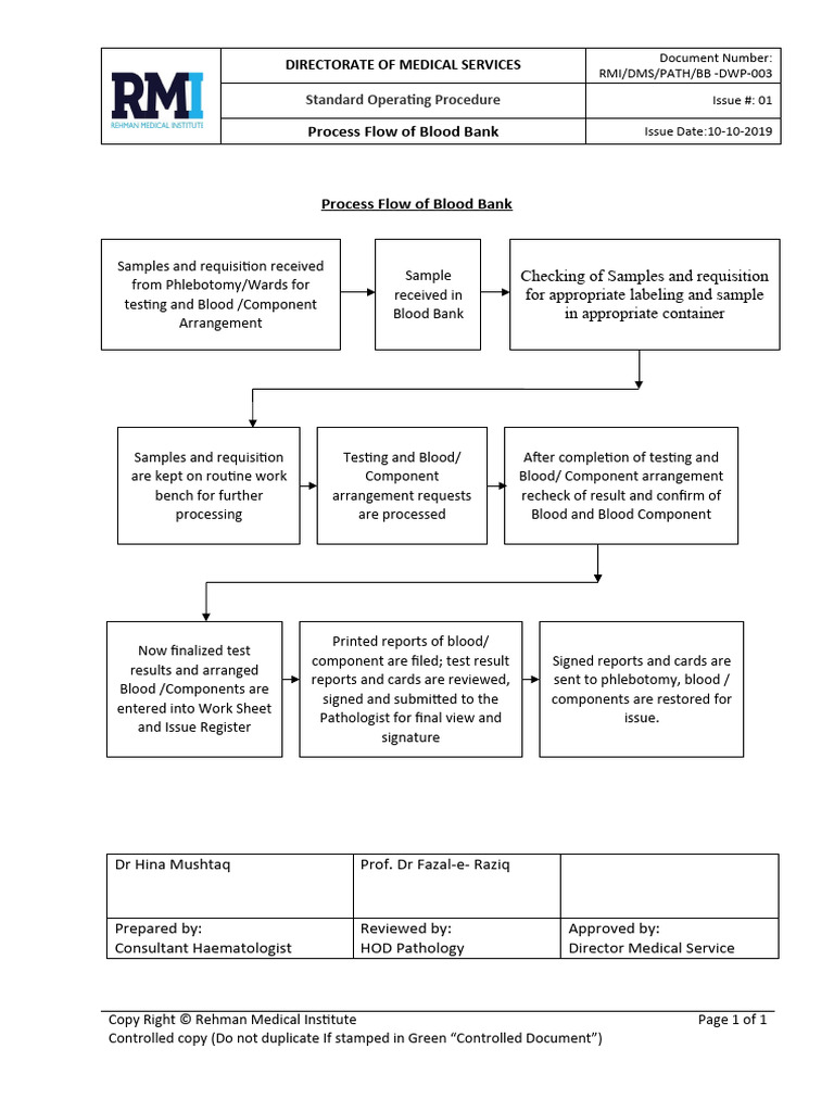 003 Process Flow of Blood Bank | PDF
