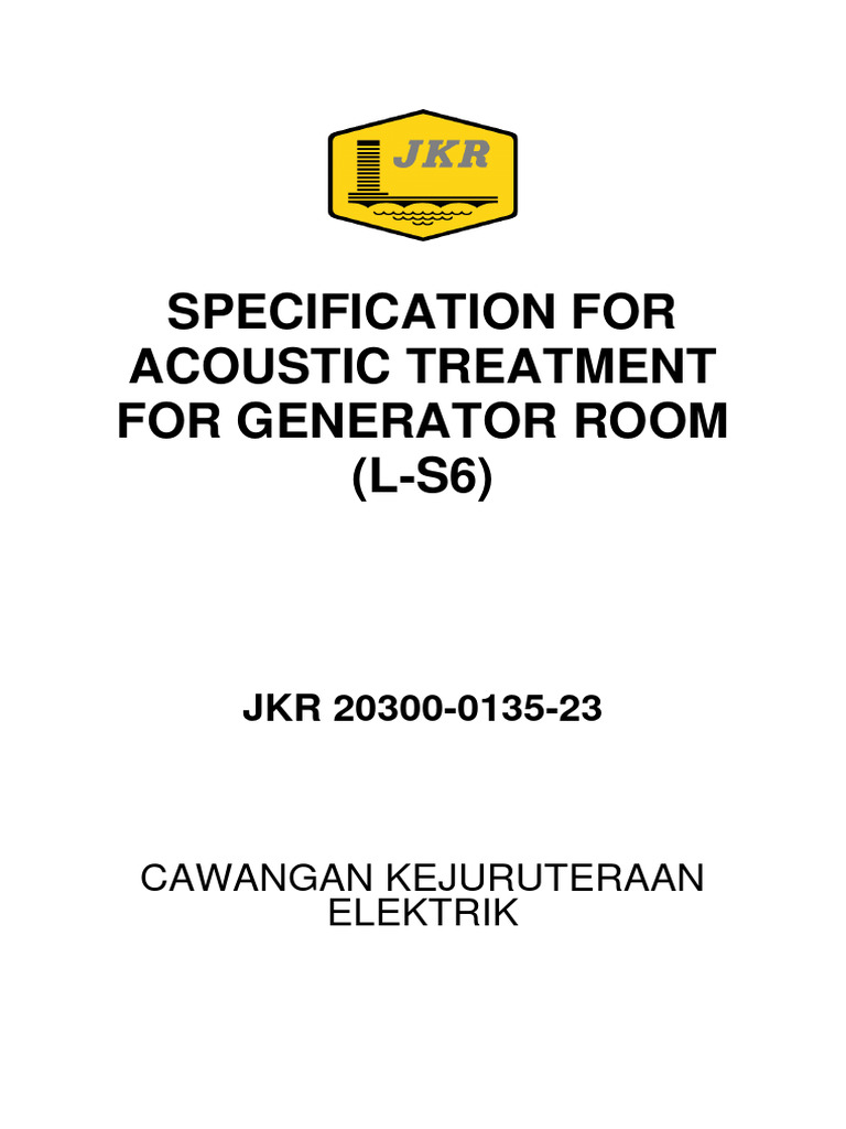L-S6 - Specification For Acoustic Treatment For Generator Room | PDF ...